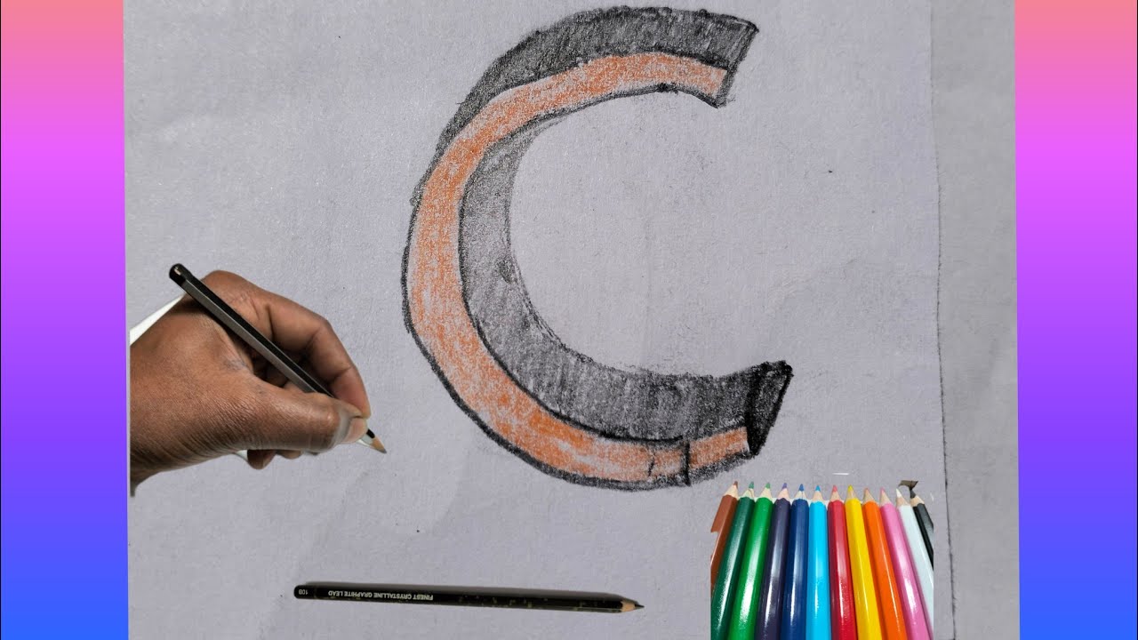 Making capital C on paper 3d drawing - YouTube