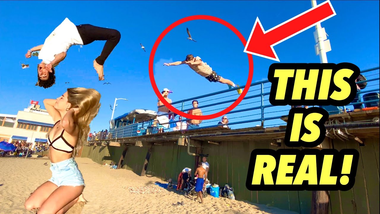 INSANE FLIPS OFF THE PIER! *RISKY* - YouTube