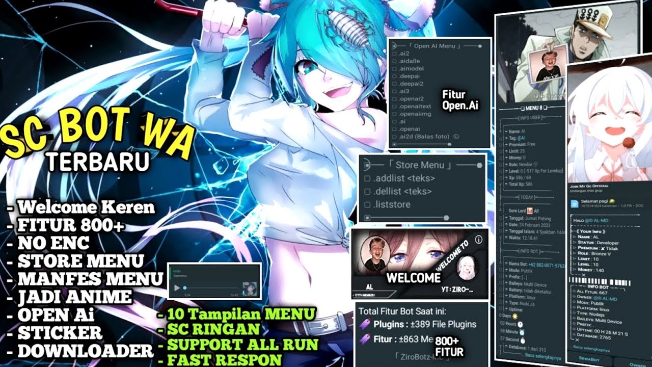 SC BOT WA TERBARU |FITUR 1000++|JAGA GRUP,RPG,GAME MENU,DOWNLOAD MENU BUG MENU| PAIRING CODE NO ...