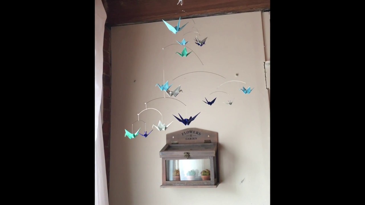Origami Paper Crane Mobile in Solid Colors - YouTube