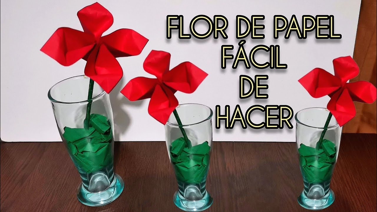 Como hacer una FLOR DE PAPEL ORIGAMI FÁCIL - How to make an easy paper ...
