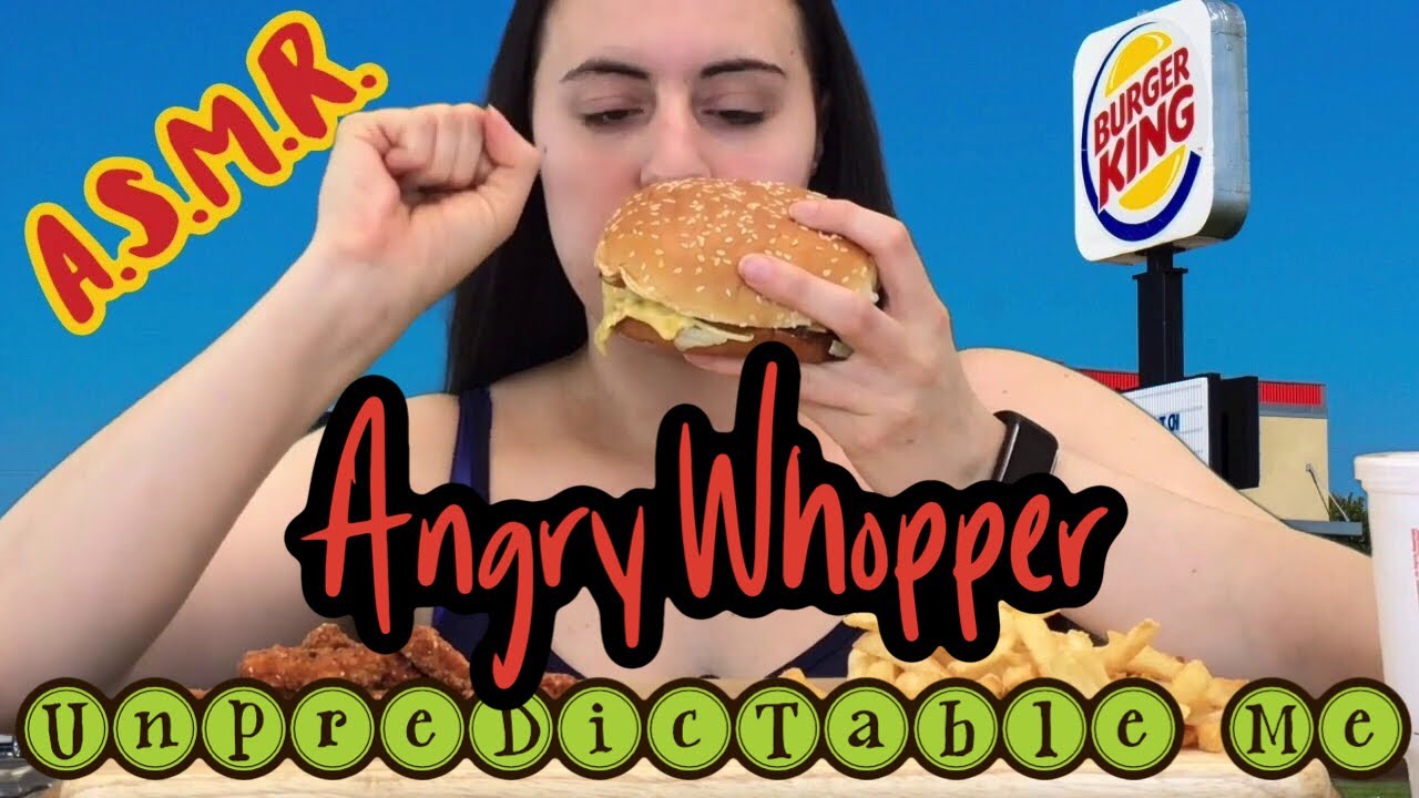 Amber from Da RoomMates Burger King Angry Whopper ASMR EATING SHOW ...