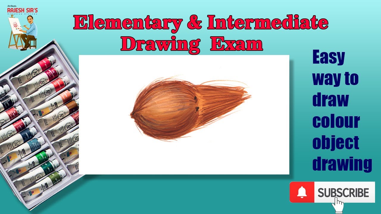 How to draw Object drawing - draw and colour coconut for Elementary ...