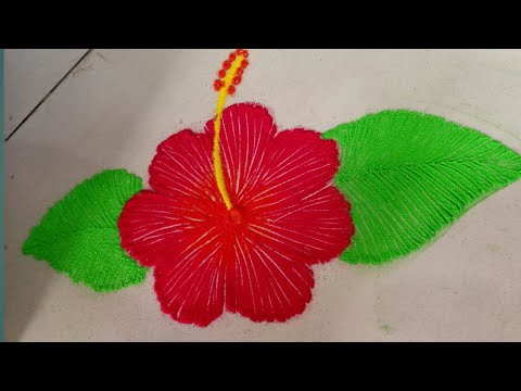 simple hibiscus flower rangoli - YouTube