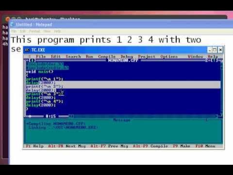 Delay in Windows Turbo C / C++ and Sleep in Linux GNU C / C++ - YouTube