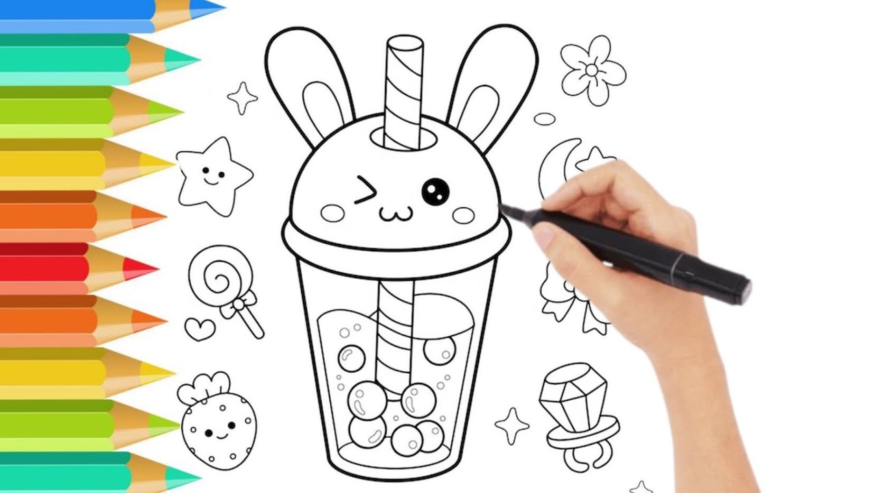 How To Draw Boba | Kids Drawing Boba ice | Anak menggambar mewarnai es ...