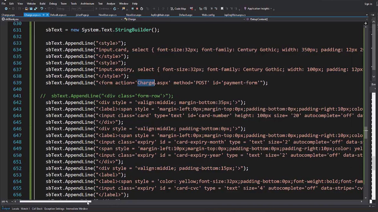 Implementing STRIPE into a web page using ASP.NET (C#), JavaScript, and ...