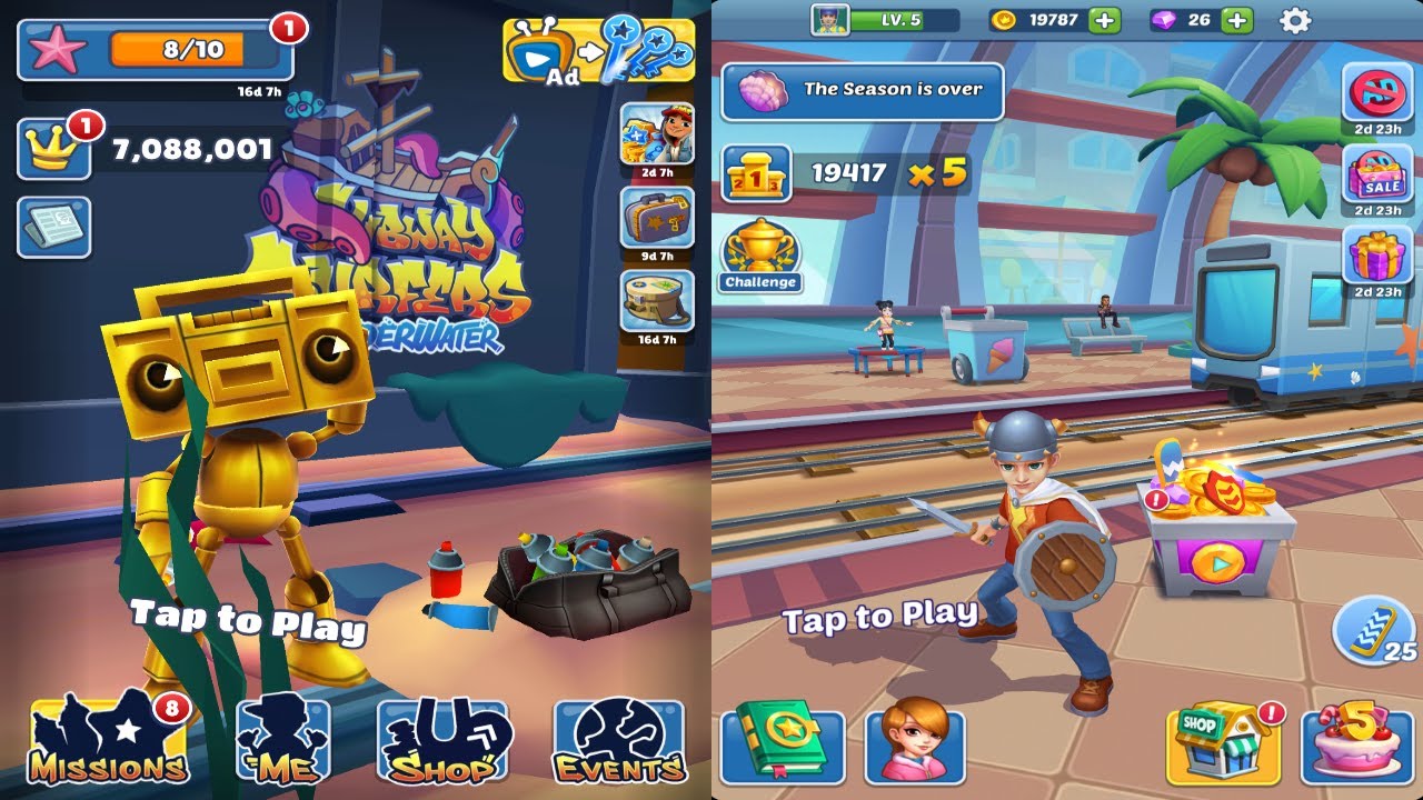 Subway Surfers: Underwater! VS Subway Princess Runner! Walkthrough ...