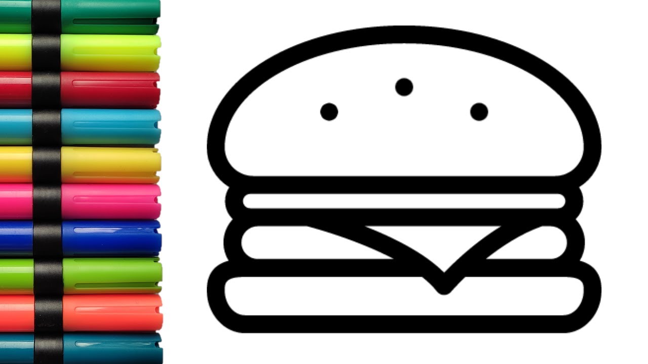 How to draw Burger |Simple and Easy Burger drawing painting & colouring ...