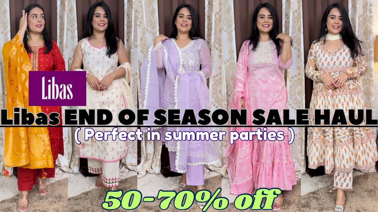 LIBAS END OF SEASON SALE haul ,upto 70% off |7 cotton kurta sets ...