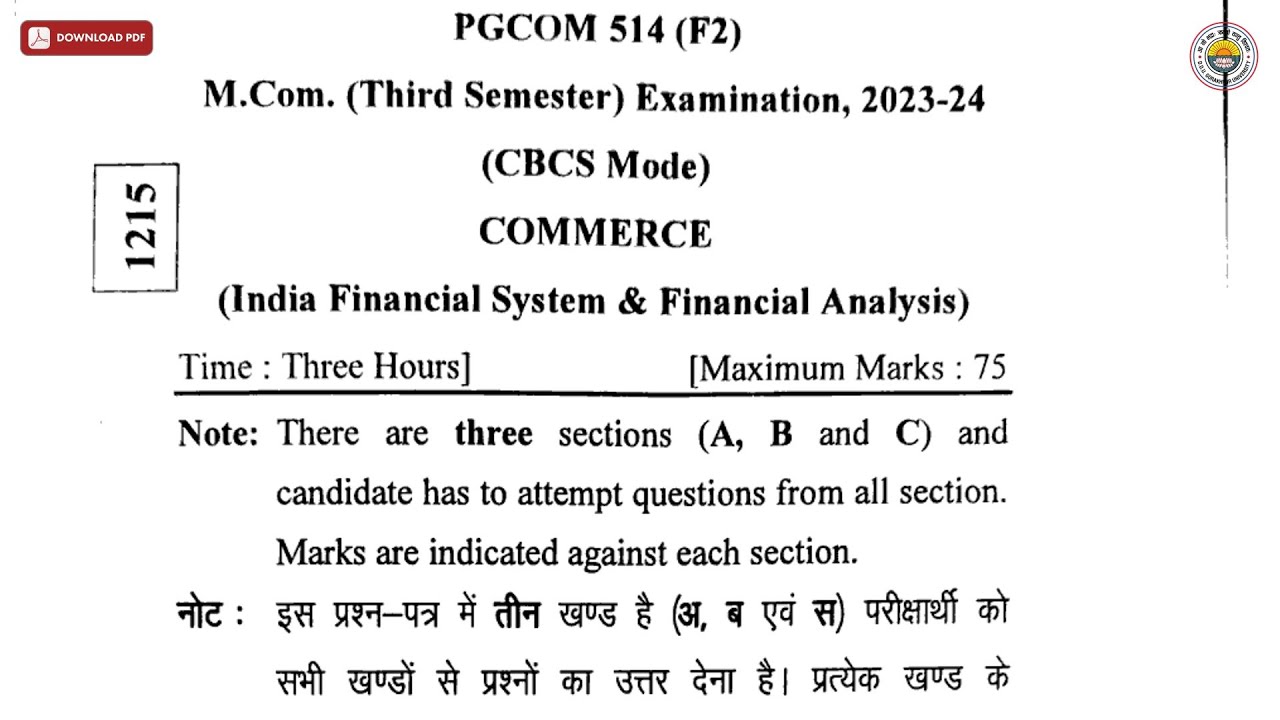 MCOM 3RD SEM COMMERCE INDIA FINANCIAL SYSTEM AND FINANCIAL ANALYSIS ...