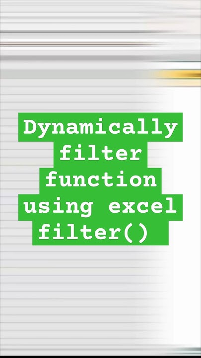 Excel Filter Function | Dynamically Filter Data - YouTube