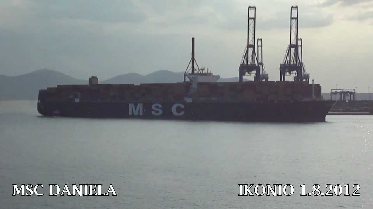MSC DANIELA departure from Piraeus Container terminal - YouTube