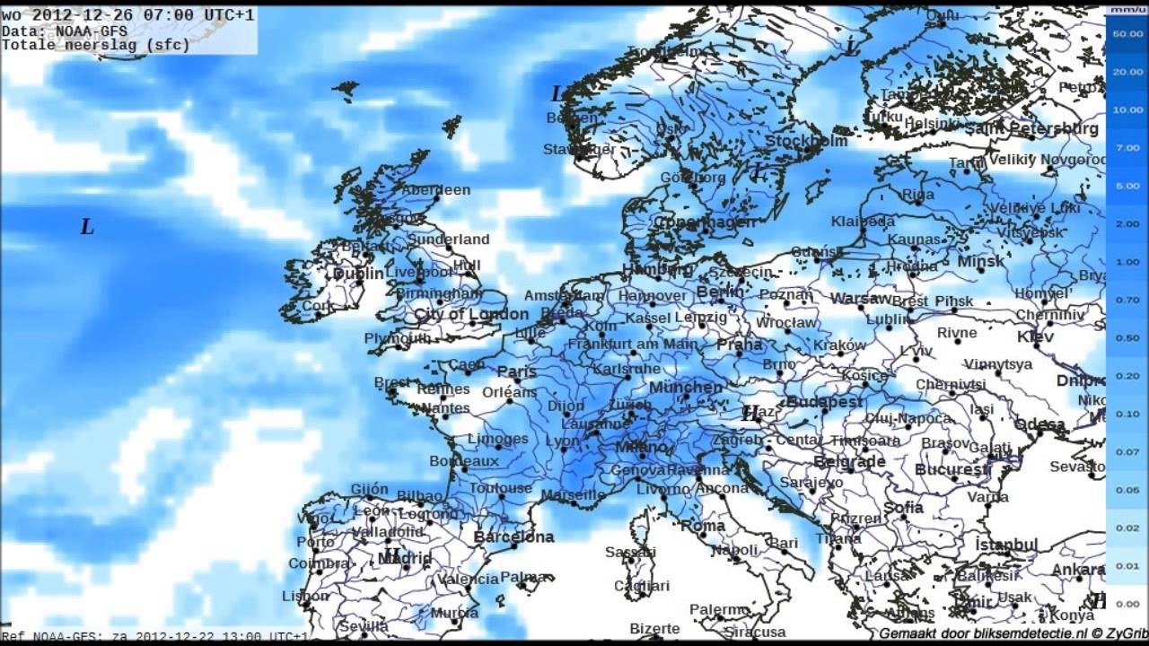 Neerslag prognose europa - YouTube