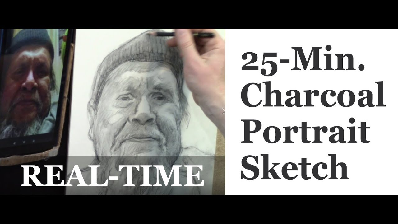 25-Minute Charcoal Portrait Sketch (REAL-TIME)| REALISTIC PAINTING ...