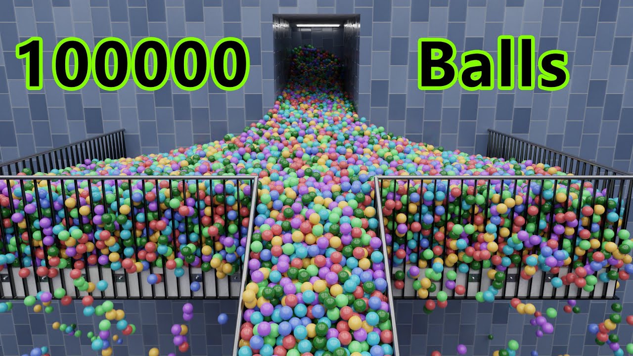 100,000 Color Balls on stairs | Blender Rigid body simulation - YouTube