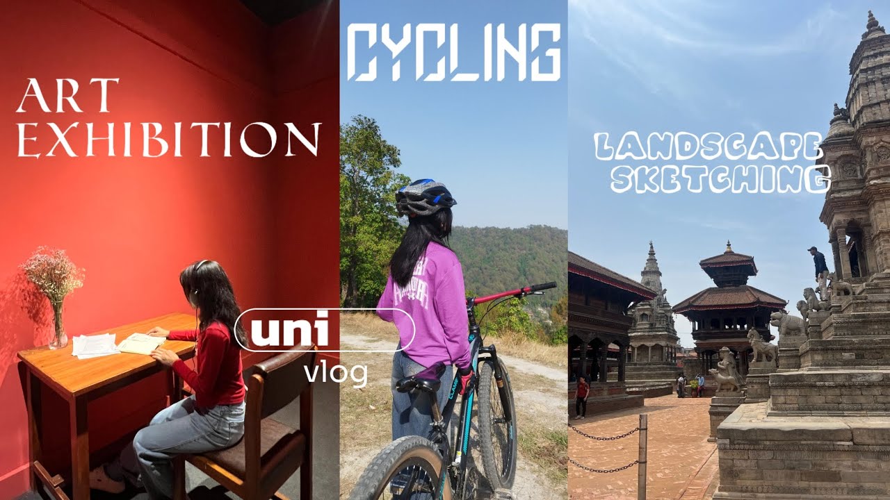 University vlog: ) college, cycling, exhibition , landscape sketching ...