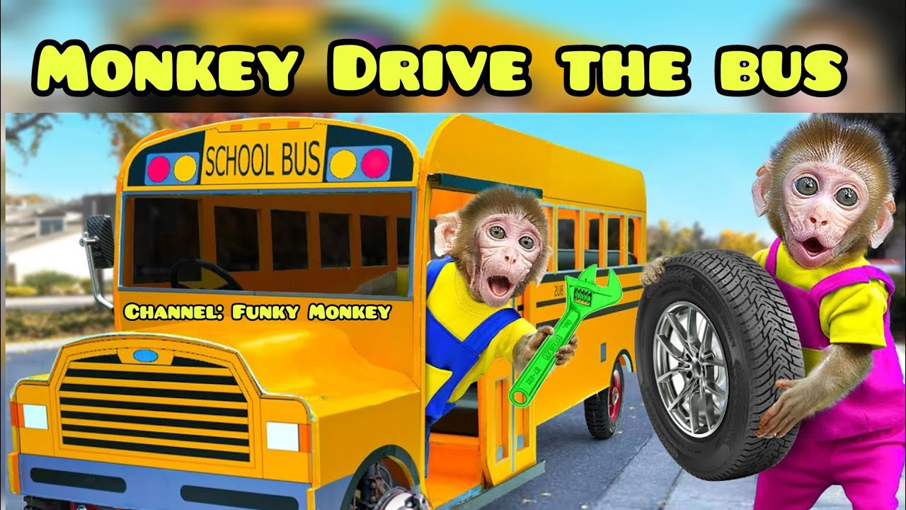 🚌 Monkey Drives the Bus | Funky Monkey | Fun Kids Song - YouTube