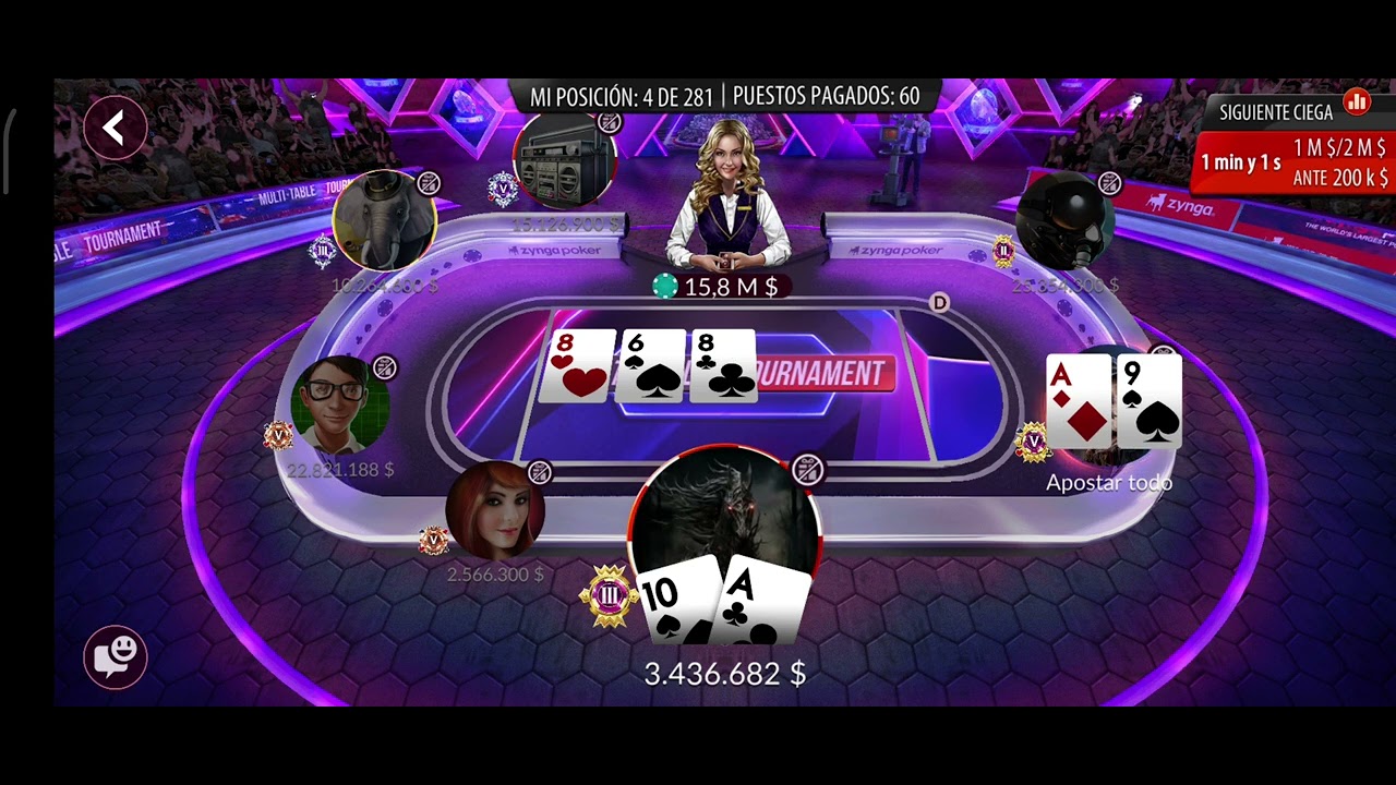 jugando torneo de multi- table en Zynga poker - Texas holdem - YouTube