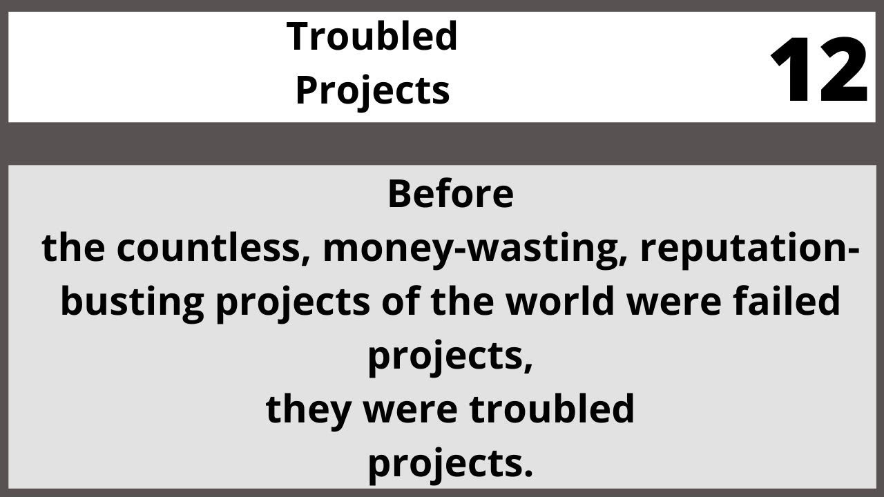 Troubled Projects |Advanced Project Management PRM700 LECTURE 12 - YouTube