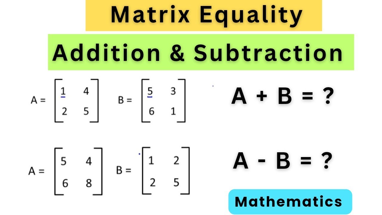Matrices : Matrix Equality | Matrix Addition And Matrix Subtraction ...
