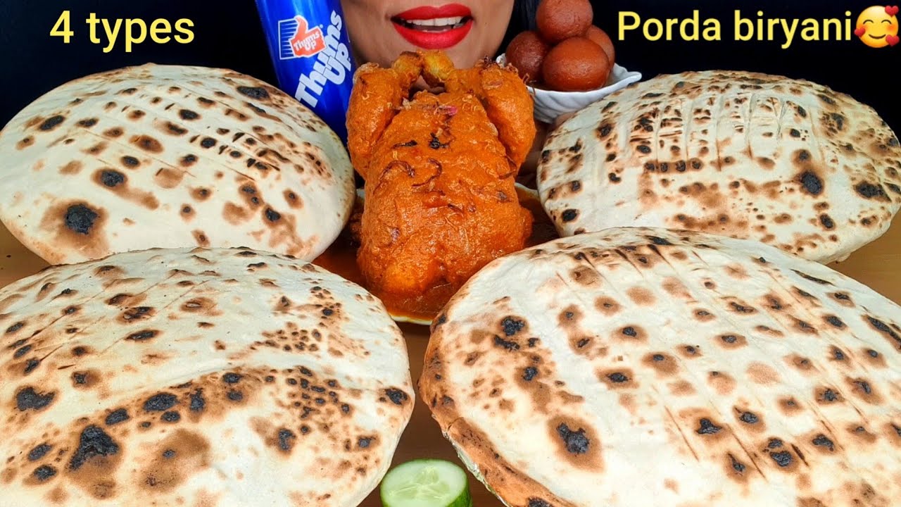 ASMR:DELICIOUS 4 TYPES OF PORDA BIRAYANI+SPICY WHOLE CHICKEN GHEE ROAST ...