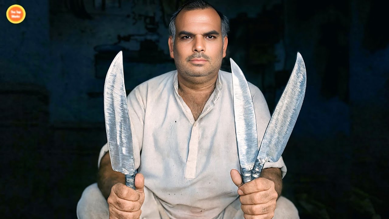 Rusty Iron Rod Forged into Three Amazing Sharp Knives - YouTube
