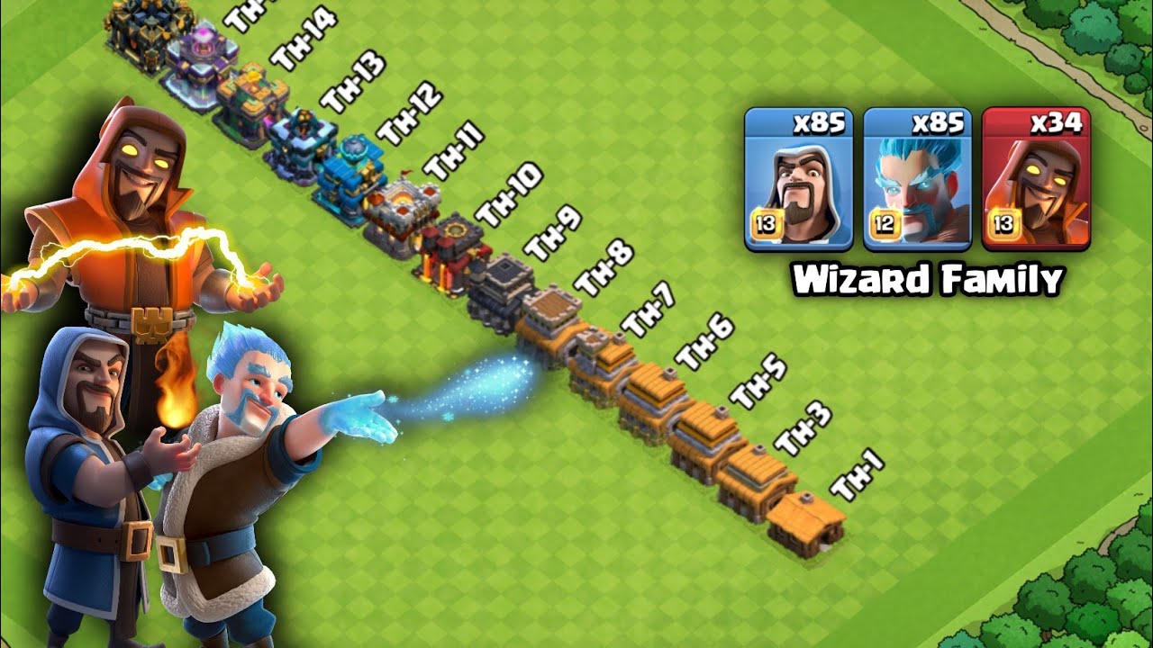 Wizard vs Ice Wizard vs Super Wizard vs Every Town Hall - Clash of ...