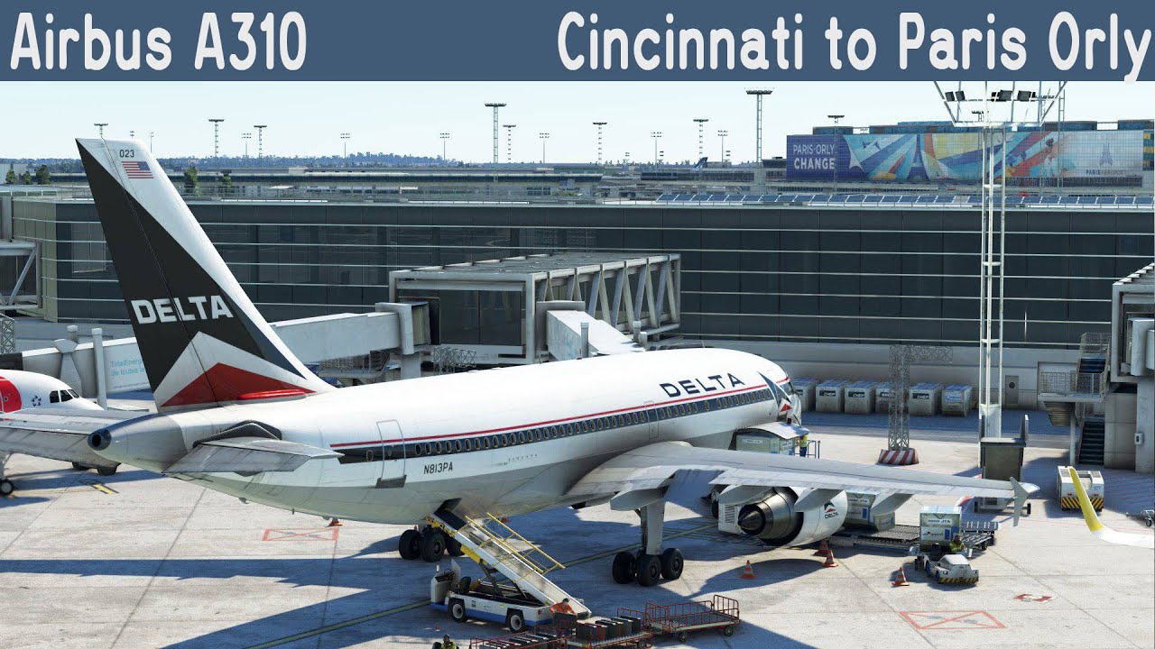 Delta Air Lines flight 44 from Cincinnati to Paris Orly. Airbus A310 ...