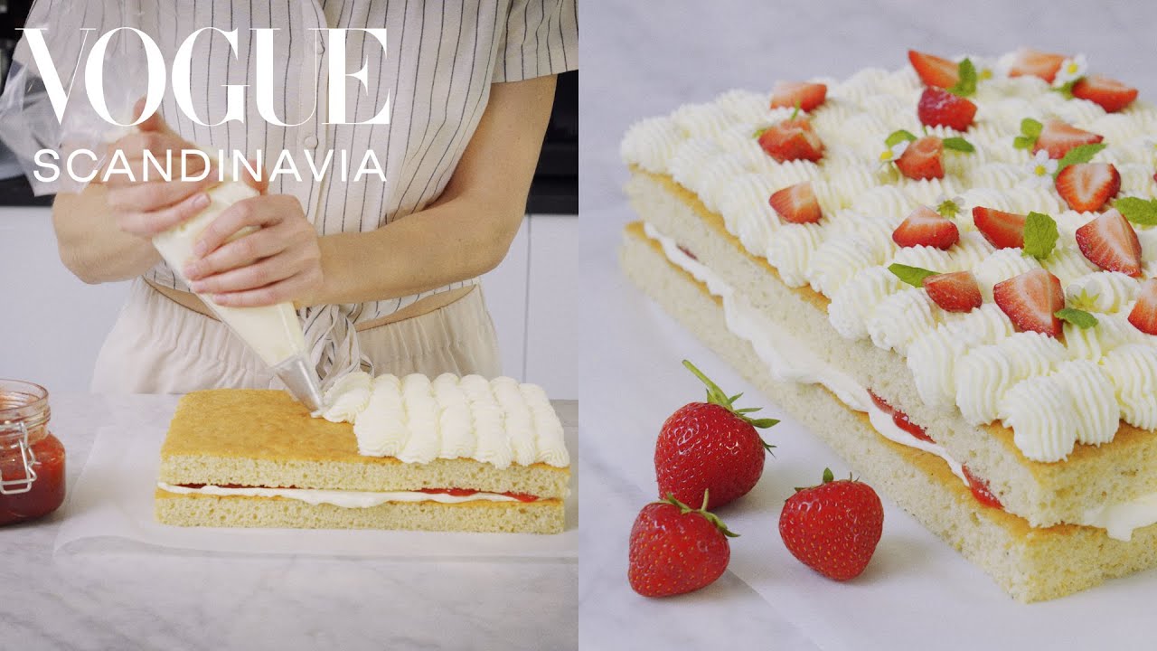 How to bake a beautiful Swedish Strawberry Midsummer Cake | Step-by ...