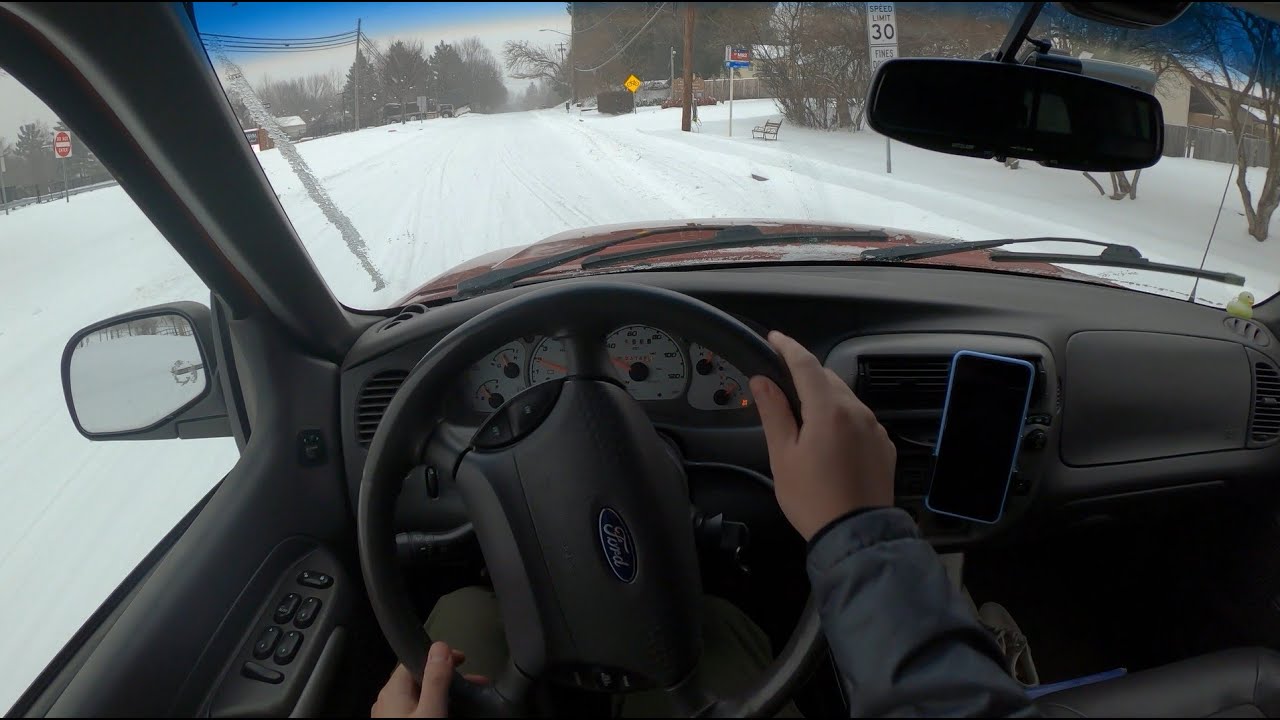POV Drifting: Ford Explorer Sport Trac Goes Sideways in the Snow - YouTube