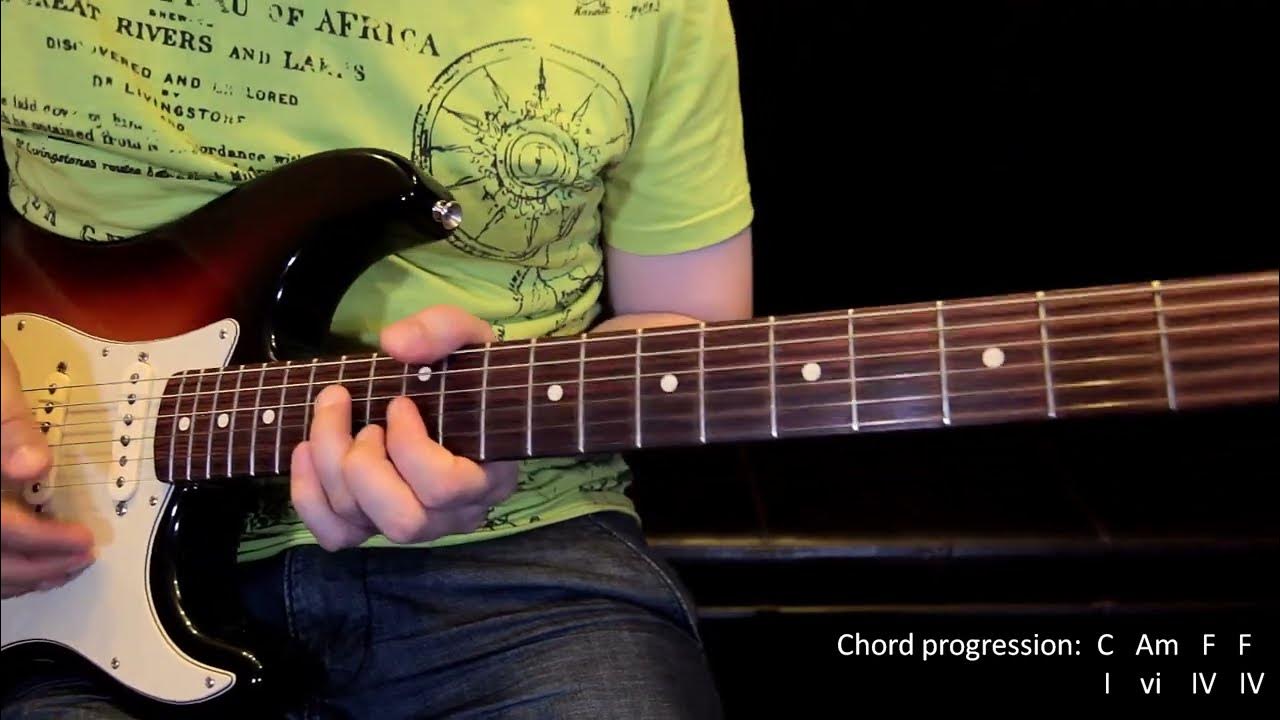 77 C form - Rhythm guitar Exercise 1 - Basic Strumming - C Am F F - Learn the guitar fretboard ...