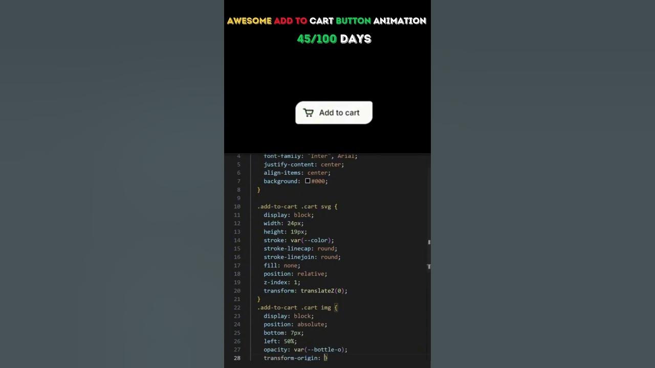 Day 045 - Add to cart button Animation #codingisfun #html #shorts - YouTube