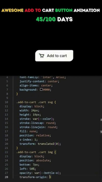 Day 045 - Add to cart button Animation #codingisfun #html #shorts - YouTube