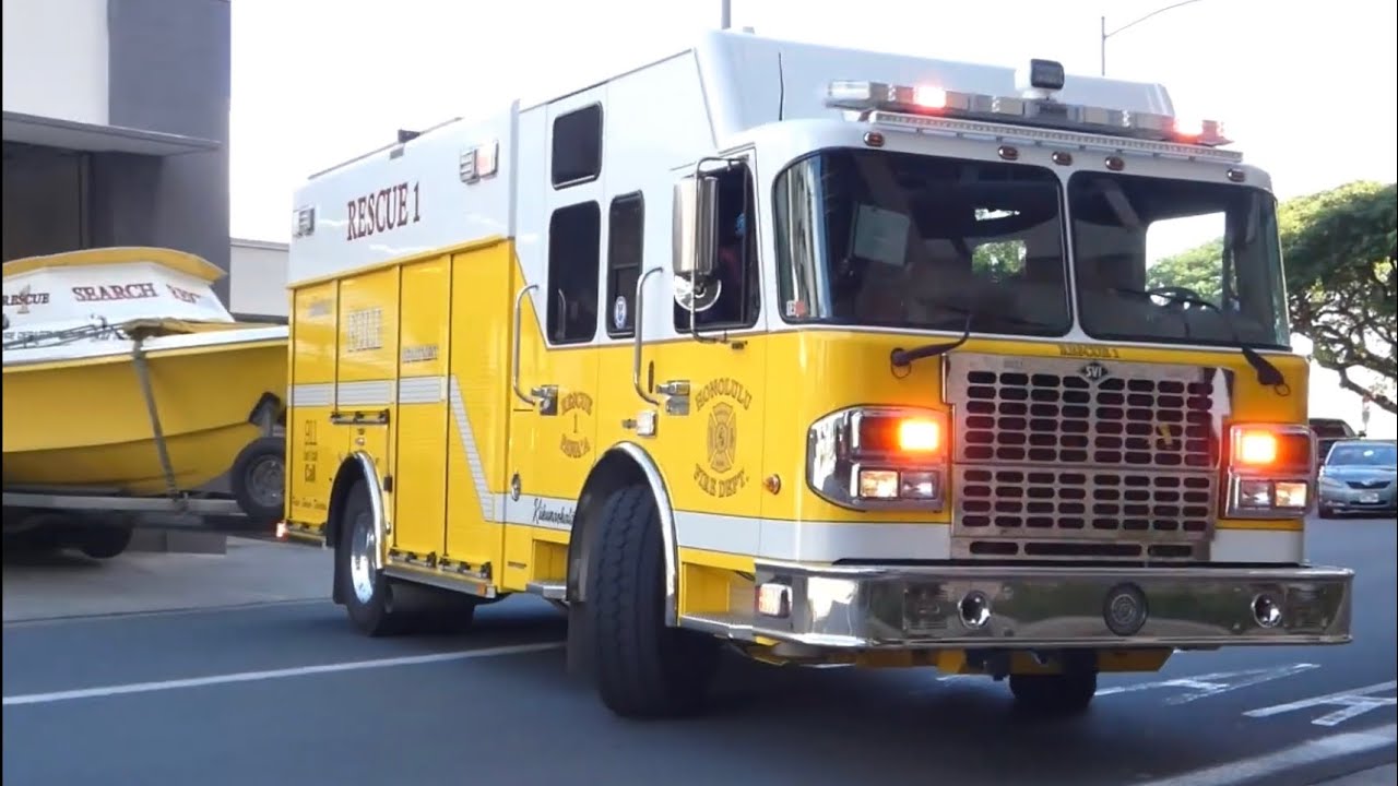 {Air Horn} HFD Rescue 1 Responding w/ S & R Boat - YouTube