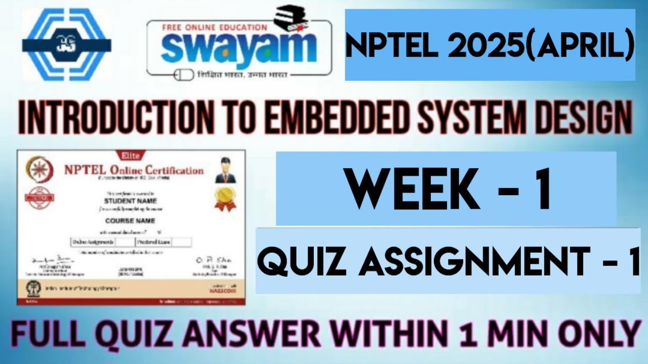 Introduction to Embedded System Design - NPTEL 2025(April) || WEEK 1 ASSIGNMENT 2025 | - YouTube