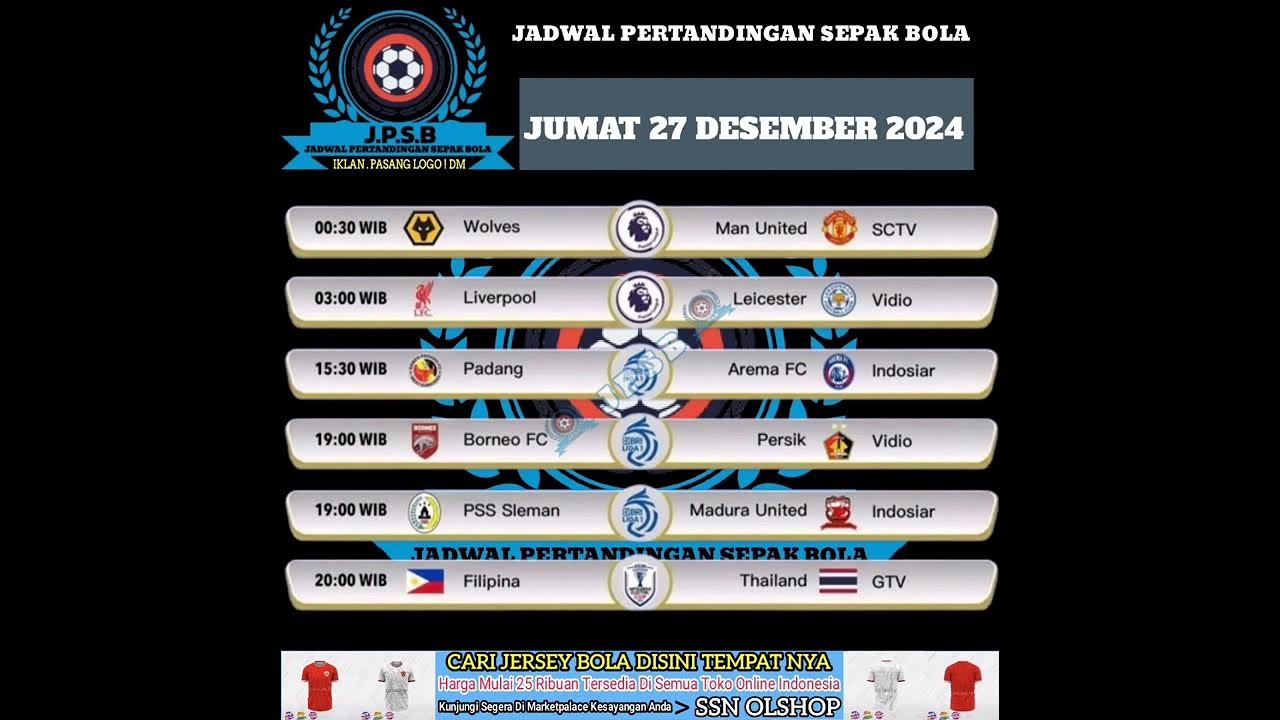 Jadwal Pertandingan Sepak Bola JUMAT 27 DESEMBER 2024 #bismillah #fyp #viral #trending #jpsb # ...
