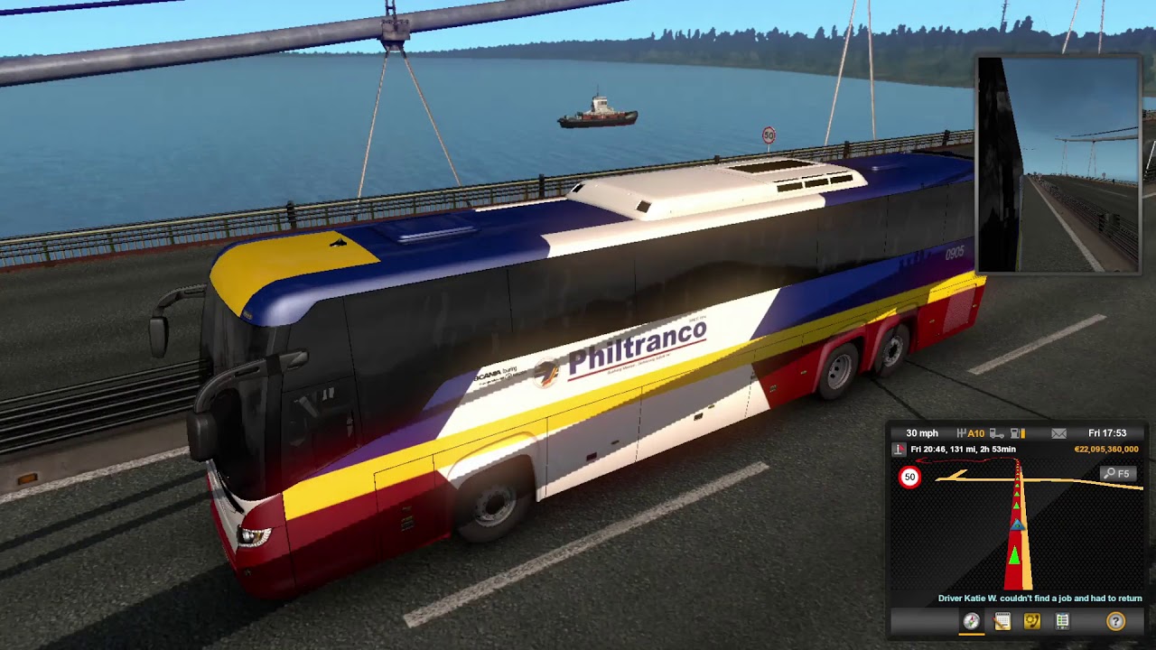 Euro Truck Simulator 2: Bus MOD P2P with Passenger PHILTRANCO Bus Skin ...