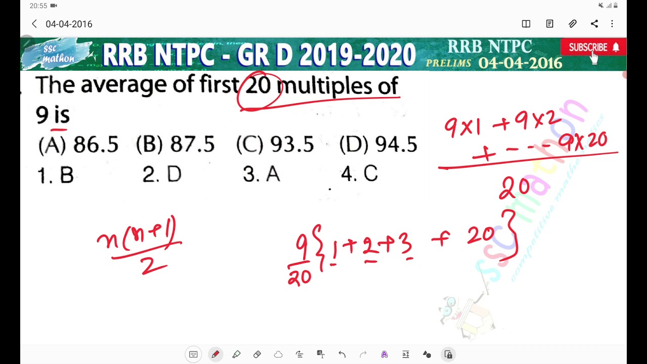 The Average Of First 20 Multiples Of 9 Is YouTube The Average Of First 20 Multiples Of 9 Is YouTube