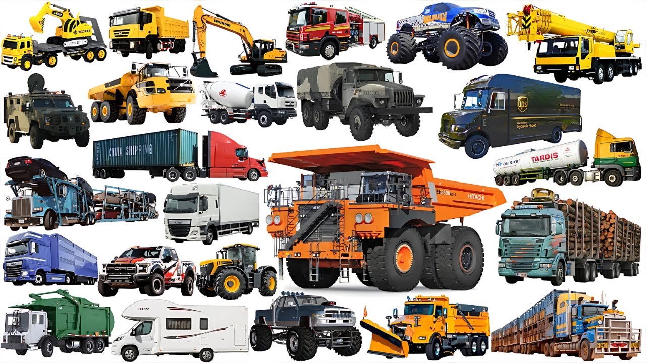 TRUCKS for Kids | Learning Types of Trucks for Preschoolers, Toddlers ...