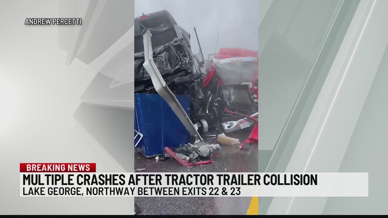 Multiple crashes after tractor trailer collision - YouTube