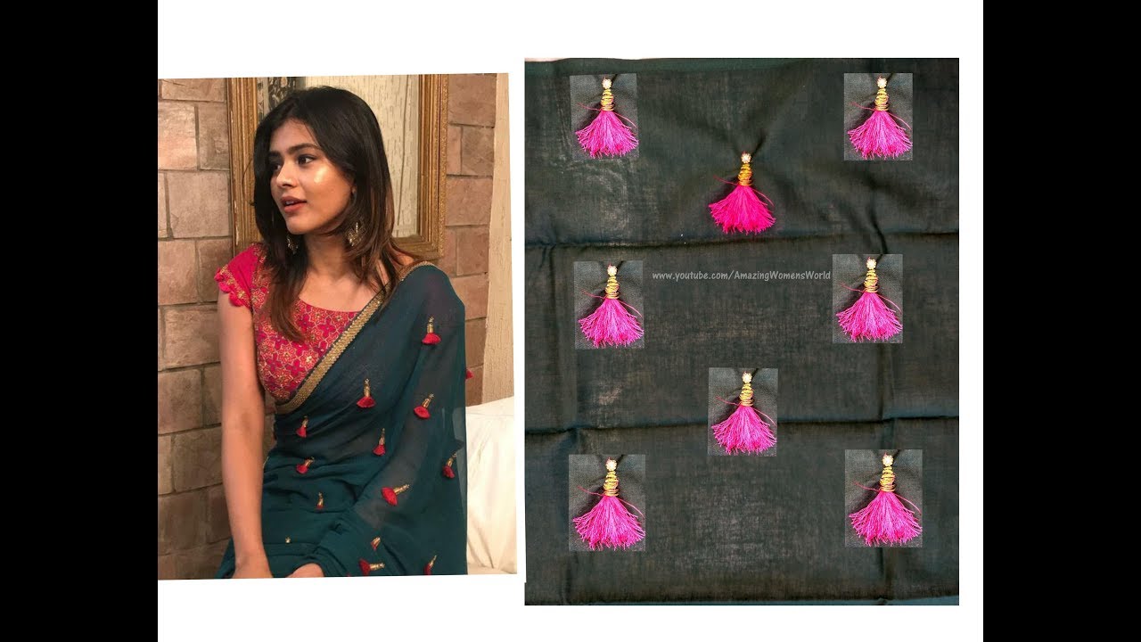 Make Your Designer Saree at home less than 400 | Tassel Designer SAREE ...