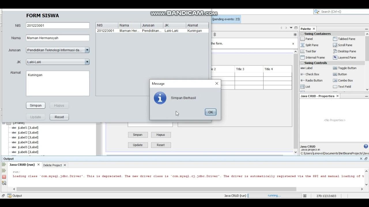 Java dengan JFrame: CRUD Sederhana (Tugas Pemr. Visual) - YouTube