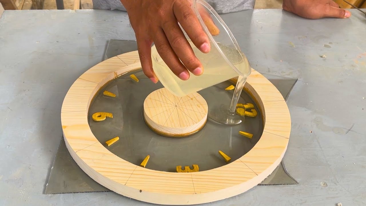 Make A Wall Clock By Epoxy Resin And Pine /// DIY Art Wooden clock At Home. - YouTube