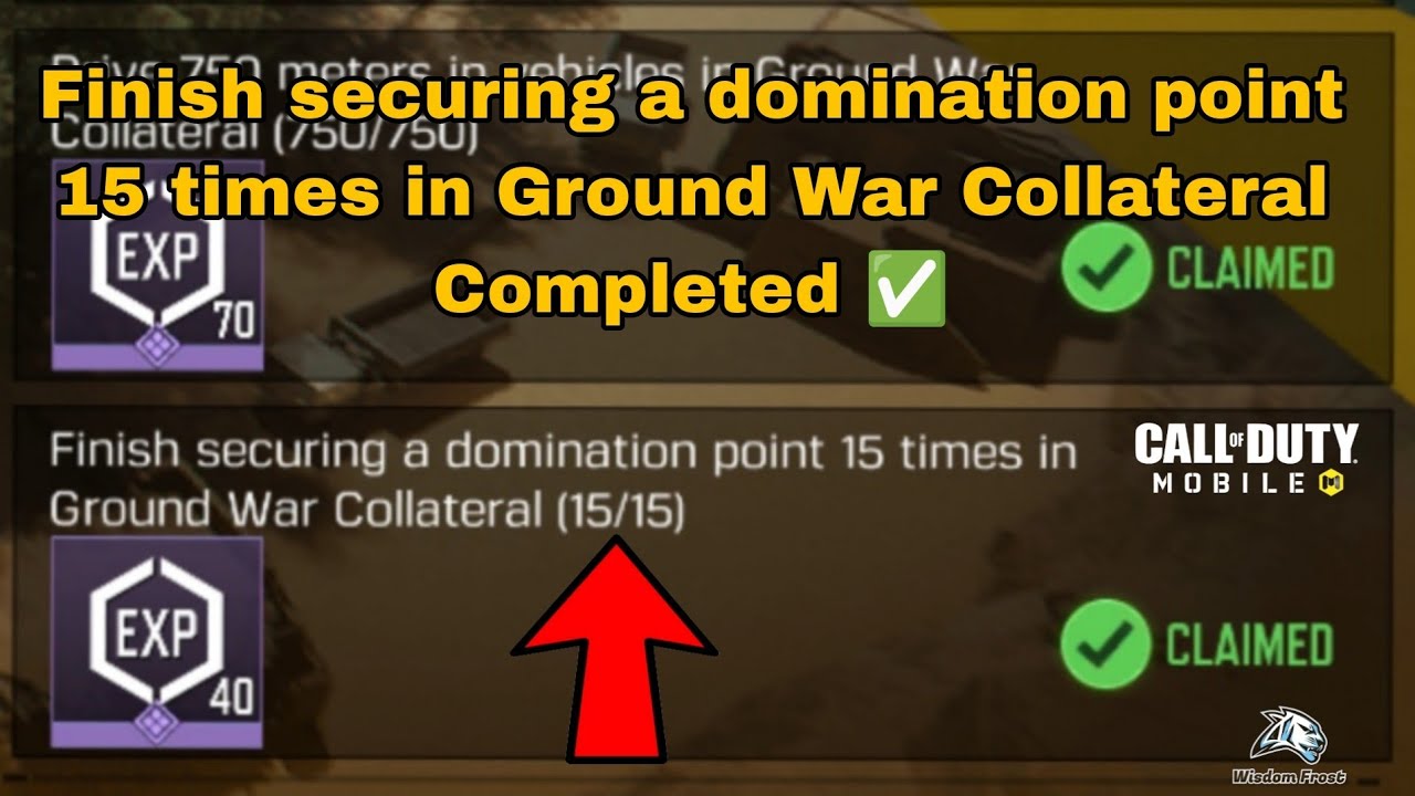 Finish securing a domination point 15 times in Ground War Collateral ...