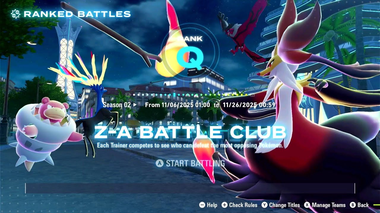 Pokemon Legends Z-A Ranked Season 2 Rank Q to F [No Commentary] - YouTube