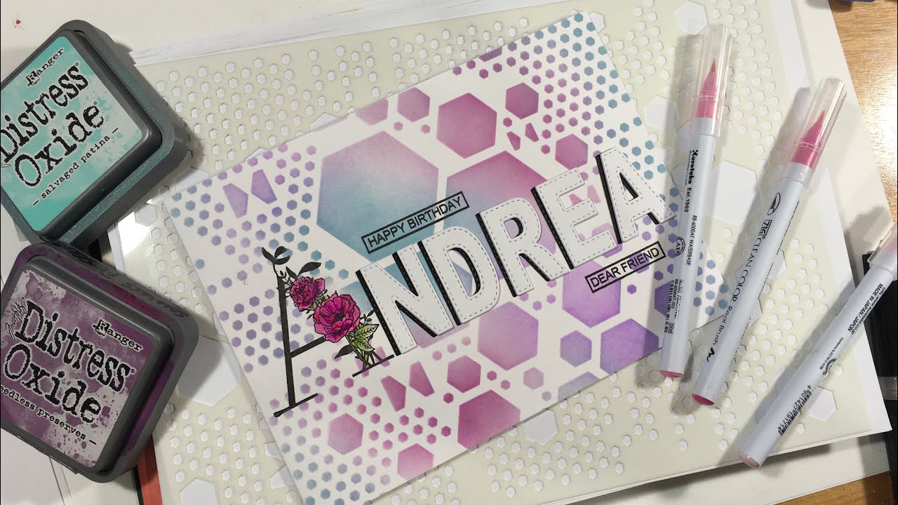 Personalised card using ink, pens, and cutting dies. - YouTube