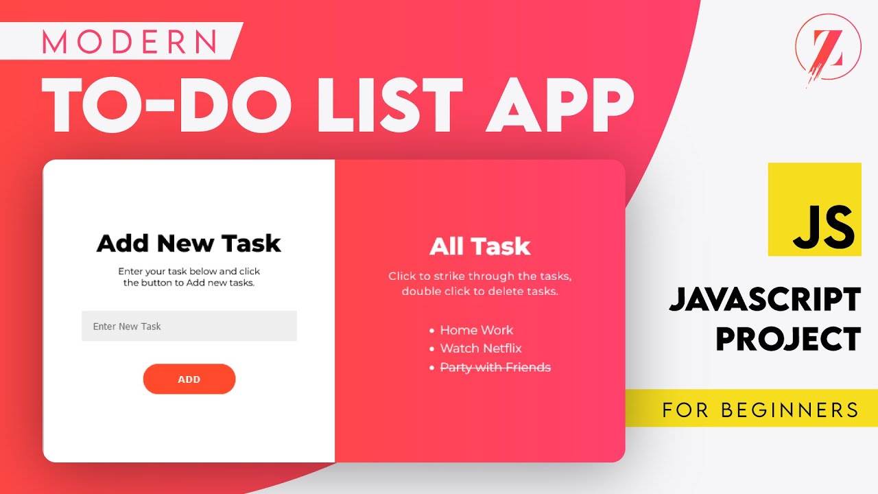 Modern TO-DO List App | Javascript Project for Absolute Beginners ...
