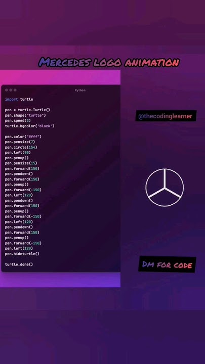 MERCEDES CAR LOGO USING PYTHON💥👨‍💻 Subscribe For More📩 #coding #python #animation - YouTube