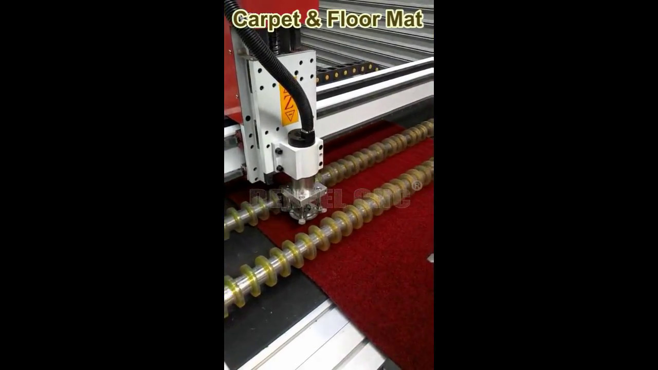 Floor coil mat carpet pvc board rotating knife cutter cnc machine - YouTube